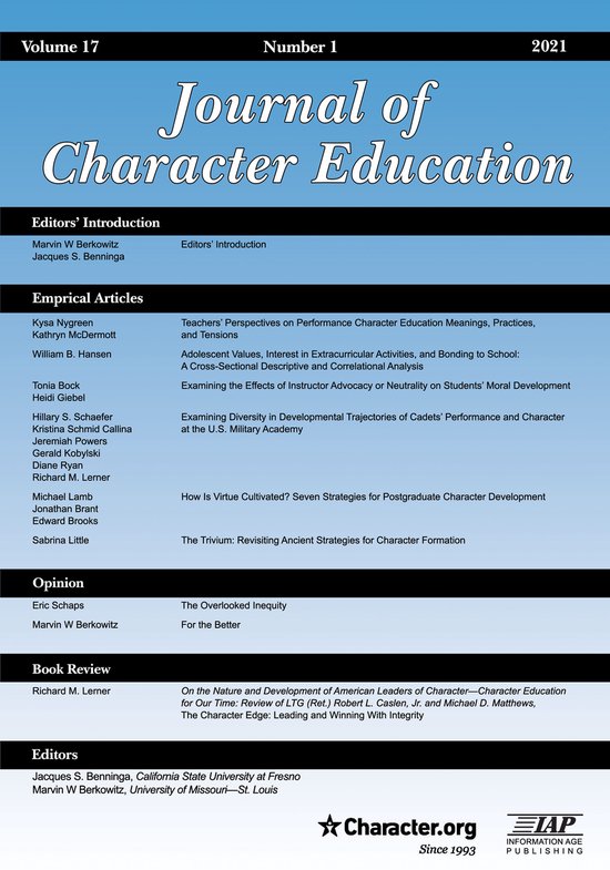 Journal of Character Education- Journal of Character Education Vol 17 ...