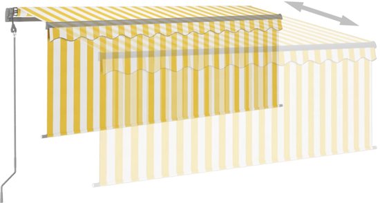 vidaXL Luifel automatisch uittrekbaar rolgordijn 3,5x2,5 m geel en wit ...