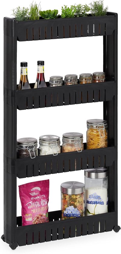 Keukentrolley 4 etages opbergrek - smal keuken & badkamer - kunststof ...