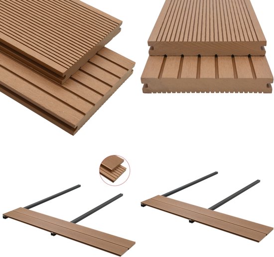 vidaXL Terrasplanken met accessoires 16 m² 2,2 m massief HKC teak ...