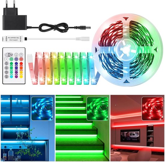 Kleurwisselende LEDstrip 10 m met Afstandsbediening - RGB Lampen voor Slaapkamer en... | bol