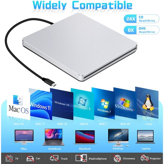 Externe DVD Speler - Externe DVD speler voor laptop - Universele DVD ...