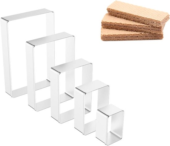 Rectangular en Square RVS Cutters Set van 5 Maten voor Koekjes, Bakken ...