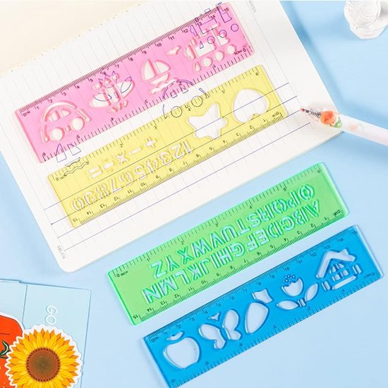 15 cm Kids Template for Children Plastic Ruler Multifunctional ...