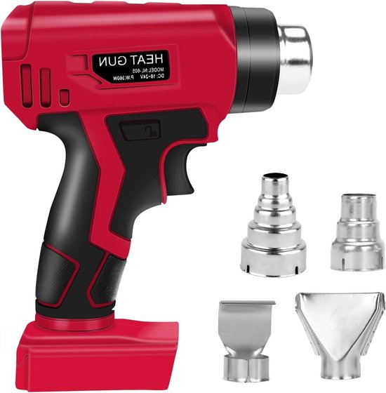 Max. 430℃ Draadloos Heteluchtpistool met 4 Spuitmonden voor het Strippen van Verf en... | bol