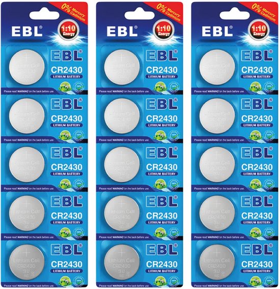 EBL 15-Pack CR2430 Knoopcel Batterij - Lithium 3v CR2430 | bol