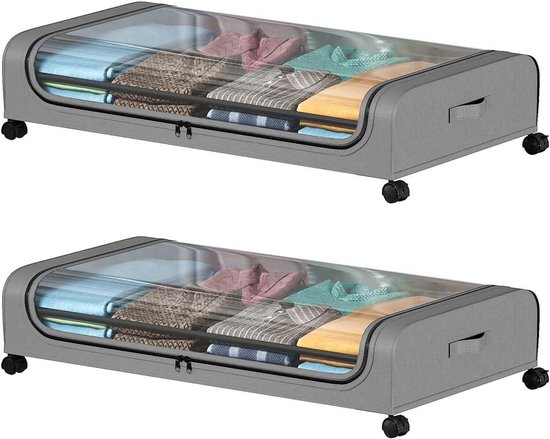 Opbergbox voor onder bed - Stofdicht en rollend - Met vergrendelingswielen - Duurzame... | bol