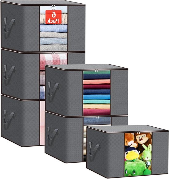 6 stuks 90 l opbergtas opbergdoos met deksel groot onderbed opbergdoos ...