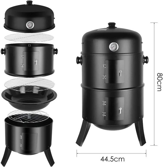 BBQ - BBQ Houtskool - Smoker - 3-in-1 - Ø45cm - Verticale - Barbecue ...