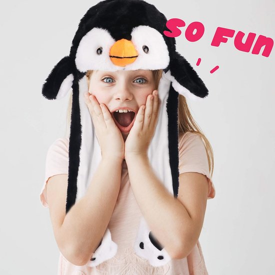 Grappige Pinguïn Hoed met Bewegende Oren voor Kinderen - Pluche Cosplay ...