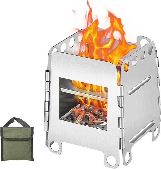 Opvouwbare campingoven mini-houtkachel met opbergtas - voor picknick ...