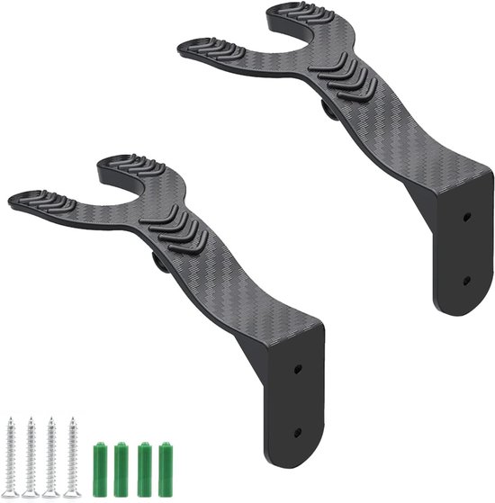 2 stuks motorhelmhouders, zwarte helmhouder, muur, met haak ...