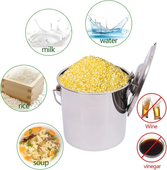 Roestvrijstalen emmer 6 liter – veelzijdige keuken- en industrie ...