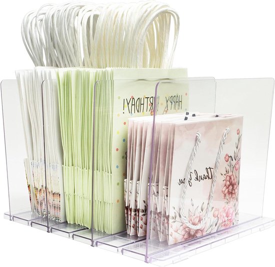 Gift Bag Storage Organizer - Acrylic Clear Shopping Bag Organizer with ...