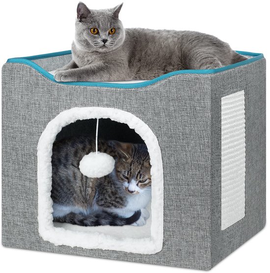 Ibenzoa® Knappe Opvouwbare Kattenmand met Speelbal en Krabplank voor ...