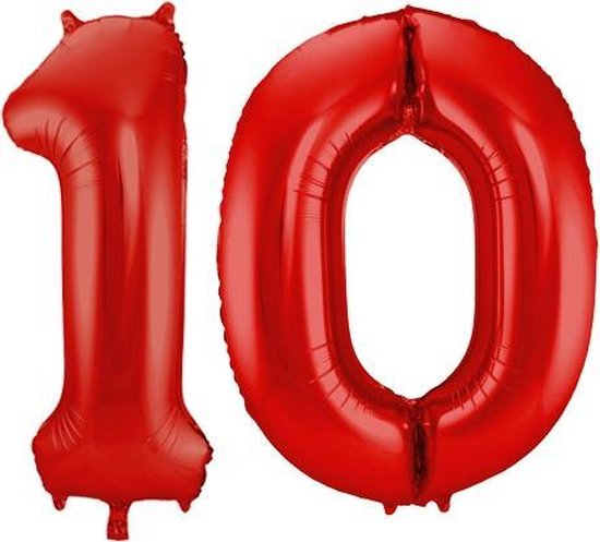 Cijfer 10 Rood Helium 86 cm | bol.com