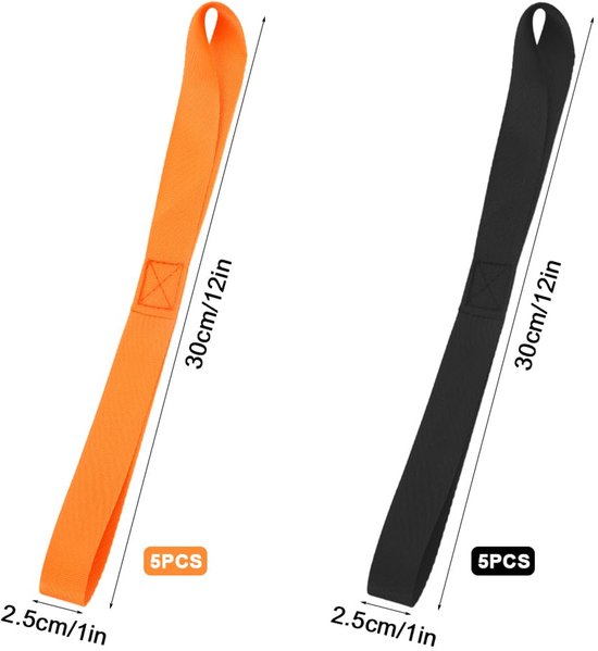 Verpakking met 10 spanlussen, 2,5 cm × 30 cm riemlussen nylon, dubbele ...