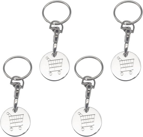Plus - Winkelwagen Token Sleutelhanger Set van 4 Stuks Keychain paraat ...