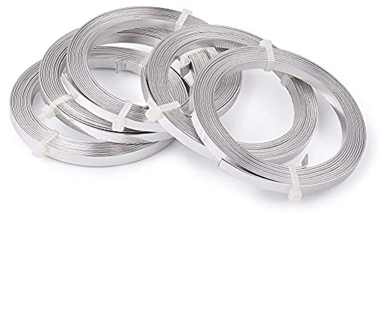 5mm Silver Aluminum Flat Wire 5 Roll Wide Flexible Metal Artistic Beads ...