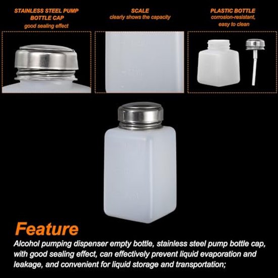 5pcs 6oz/180ml Alcohol Pressure Pumps Dispenser Bottle Press Liquid ...