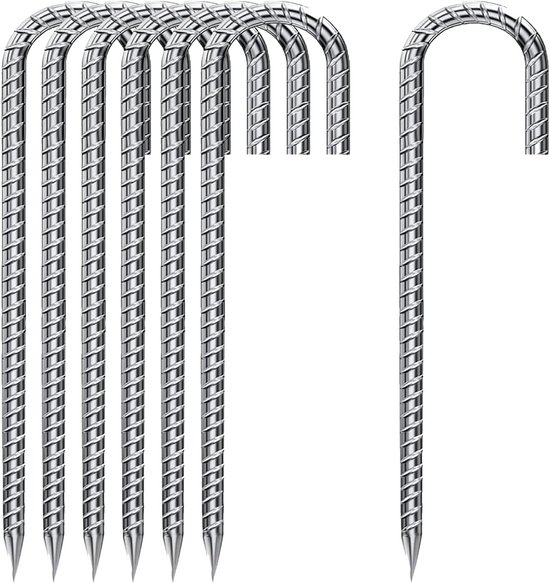 Pack of 6 J Pegs - 30 cm Ground Anchors - Galvanized Tent Pegs voor ...