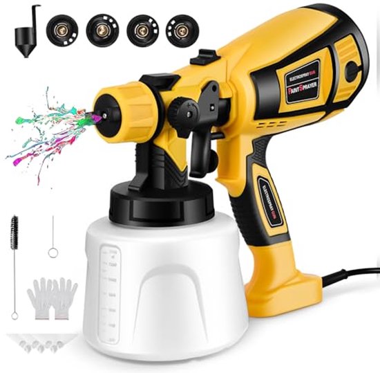 HVLP Verfspuit voor Thuisgebruik - 1400 ml, Elektrisch met 4 ...
