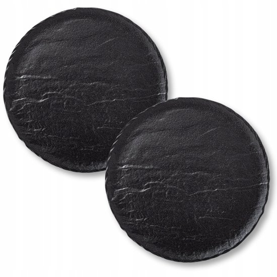 Wilmax SlateStone Dinerbord Rond 28cm Zwart Porselein (2 stuks) | bol