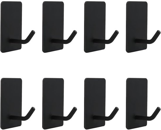 Zelfklevende haakset - 8 stuks - zwart - roestvrij staal | bol