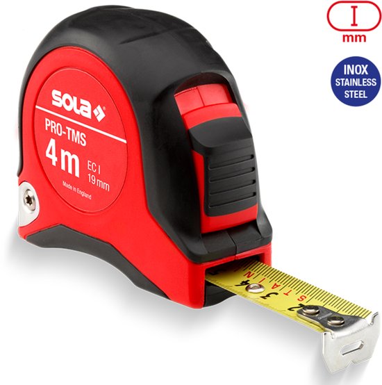 Sola PRO-TMS Rolbandmaat - 4 meter x 19 mm - 50029501 | bol