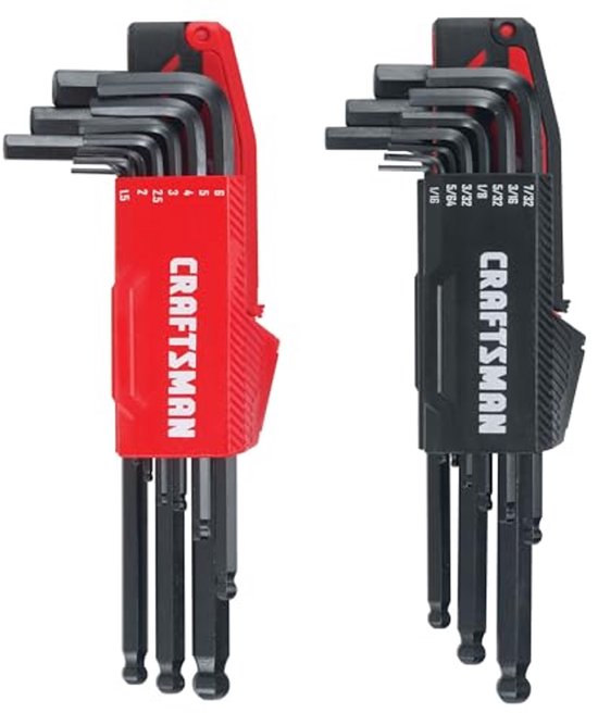 Inbussleutel Set 20-Delig Metrisch/SAE - Inclusief Adapter voor T-Greep ...