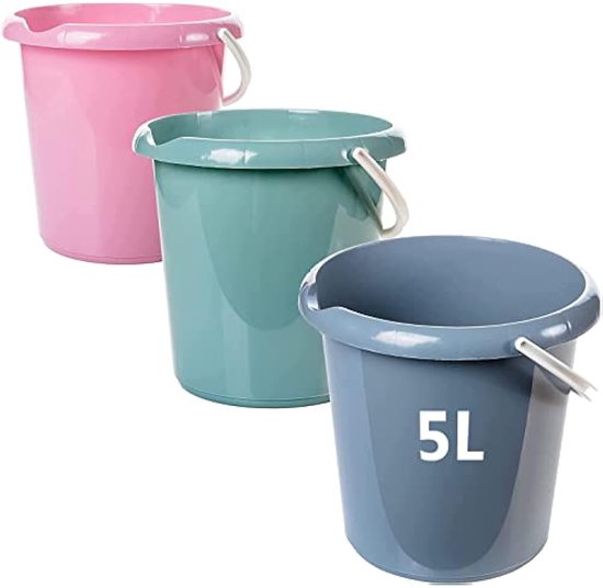 Seaux à usage domestique, lot de 3, 5 litres, en 3 couleurs, plastique ...