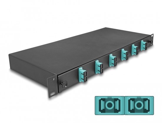 Delock 19″ Optical Fiber Splice Box 6 x SC Duplex OM3 1U complete ...