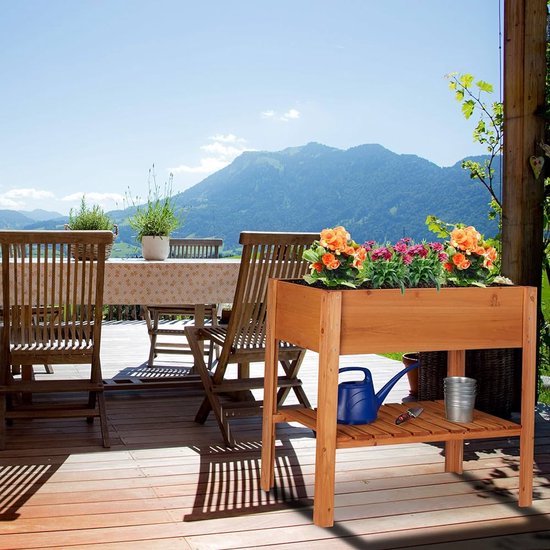 Bruine Moestuinbak van Hout - Geschikt voor Balkon en Terras - 1 stuk | bol
