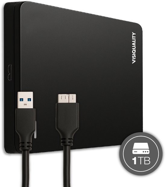 VisiQuality Externe Harde Schijf 1 TB (2x500GB) - Draagbare Harde ...