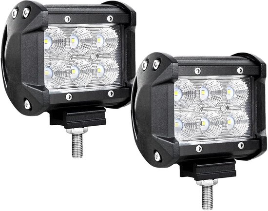 Set van 2x 18W LED Werklampen 10CM - 12V Schijnwerper voor Tractor ...