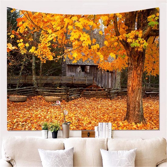 Groot Herfst Bos Wandtapijt Wanddecoratie Natuur Landschap 230x180cm | bol