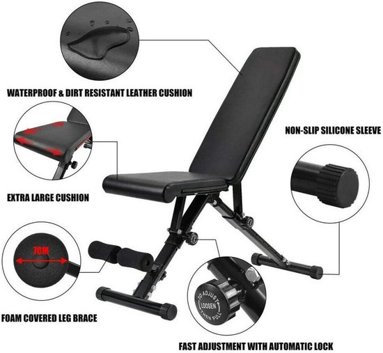 Verstelbare Halterbank Opvouwbaar - Bankdrukken, Fitness & Full Body ...