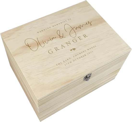 Houten Herinneringsdoos Bruiloft Gepersonaliseerd Cadeau met Naam en ...