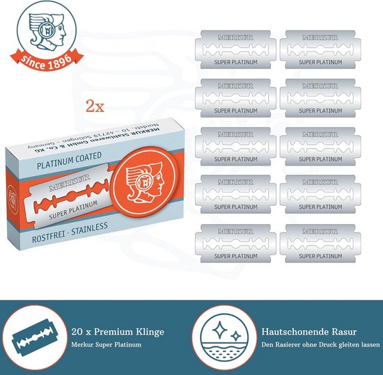 RVS Scheermesjes met Platinum en Teflon Coating voor Traditioneel ...