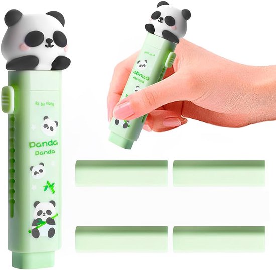5 Stuks Intrekbare Gummen met Panda-design - Potloodstijl Gummen voor ...