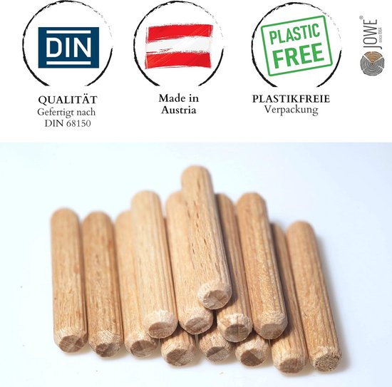Geribbelde Houten Pluggen Beukenhout 8x40mm - 200 Stuks Gemaakt in ...