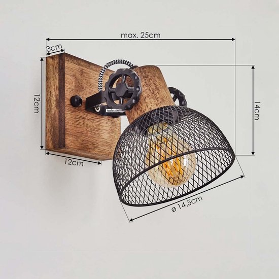 Wandlamp Vintage Houten Metalen Raster Spotlight Slinger Arm ...