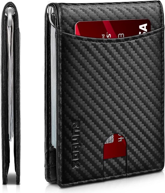Slanke Portemonnee Heren Leer RFID-blokkering Minimalistisch met Clips ...