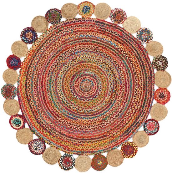Jute Tapijt Multicolor Ø 150 cm - Duurzaam en Stijlvol | bol