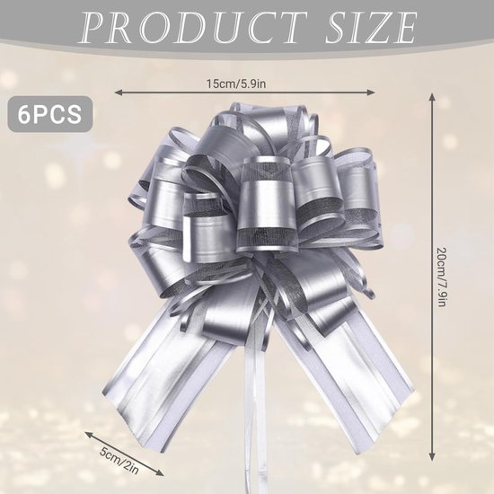 VVGoods - 6 Pack Zilveren Grote Trekstrikken voor Cadeauverpakking | bol