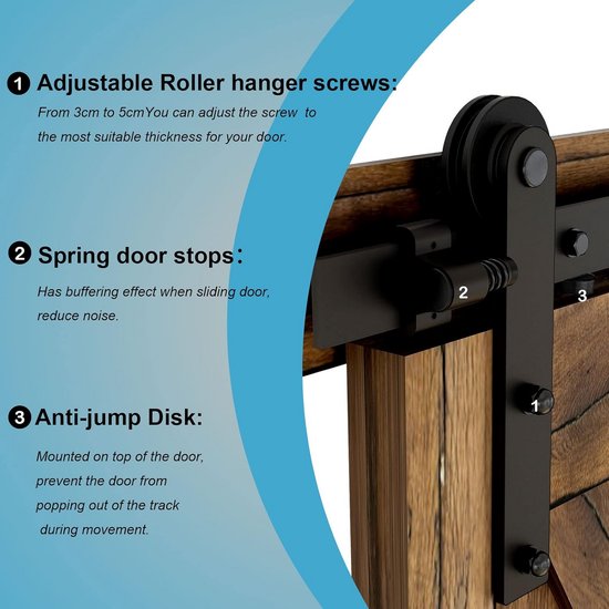 Schuifdeurbeslag Set 122cm - Industriële Wandglijdeur Railsysteem met ...