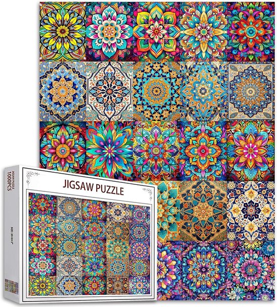 1000 Stuks Mandala Legpuzzel voor Volwassenen en Kinderen - Kleurrijke ...