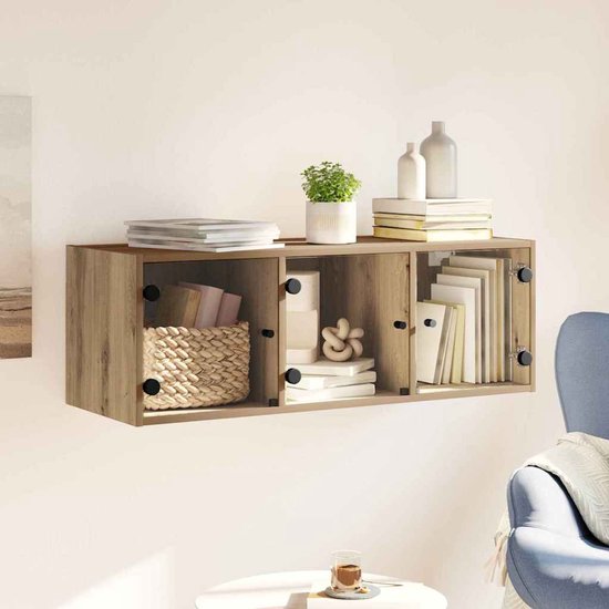 Wandkast | Hangkast | Muurkast | Opbergkast Artisan Eiken 102 x 37 x 35 ...