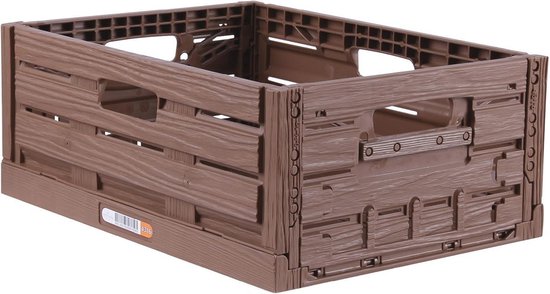 Stabiele Klapbox in Houtlook - Stapelbare Opbergkisten 16L - Opvouwbare ...