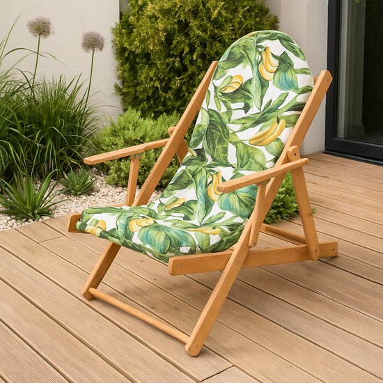 Houten ligbed Borneo met kussen, verstelbaar, voor tuin en terras | bol